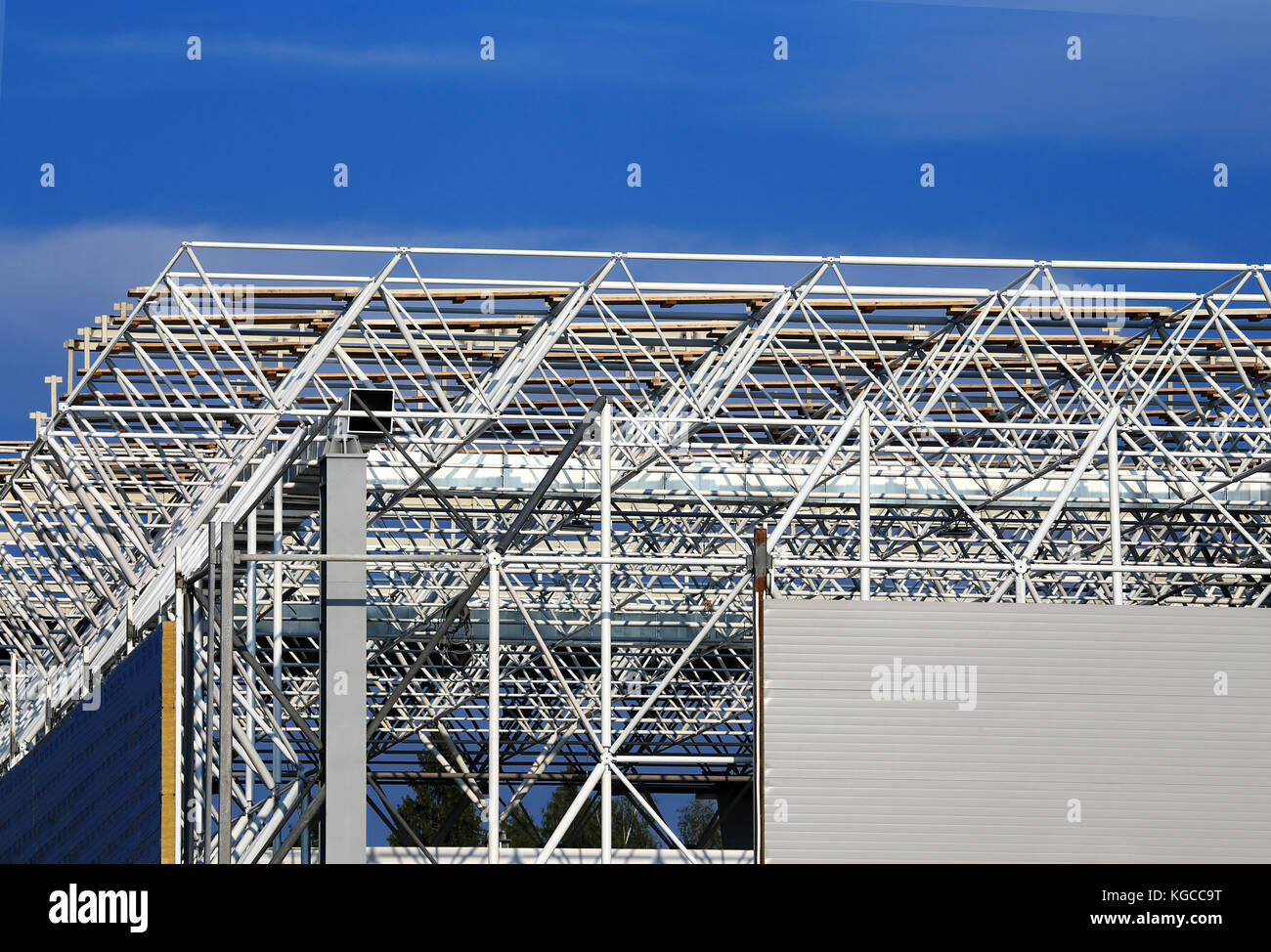 Construction site. Installation of coverings on a skeleton of ...