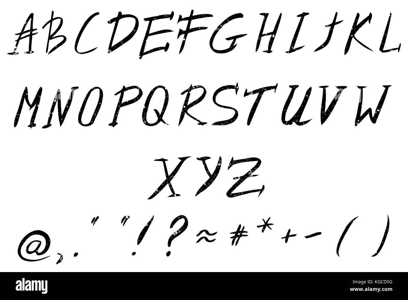 Vector hand drawn alphabet with scratch. Black and white illustration ...