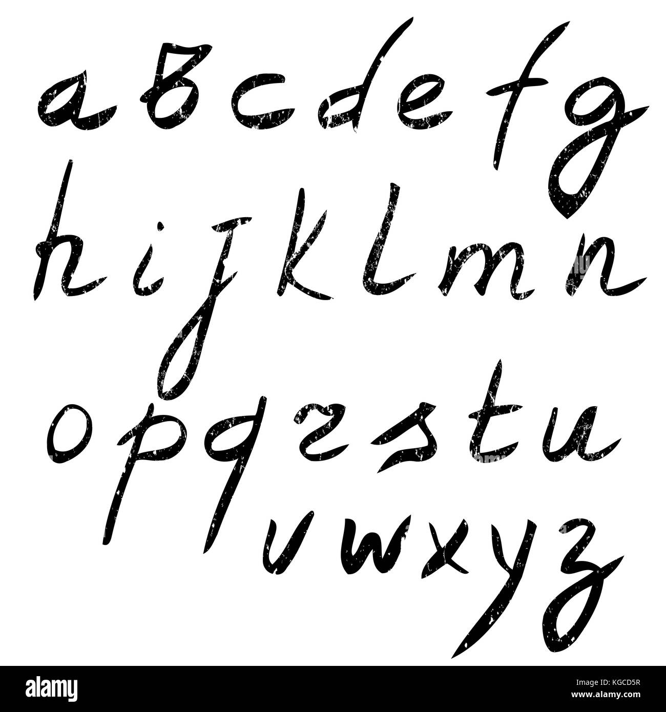 Hand drawn alphabet. Vector illustration. Brush painted letters Stock ...