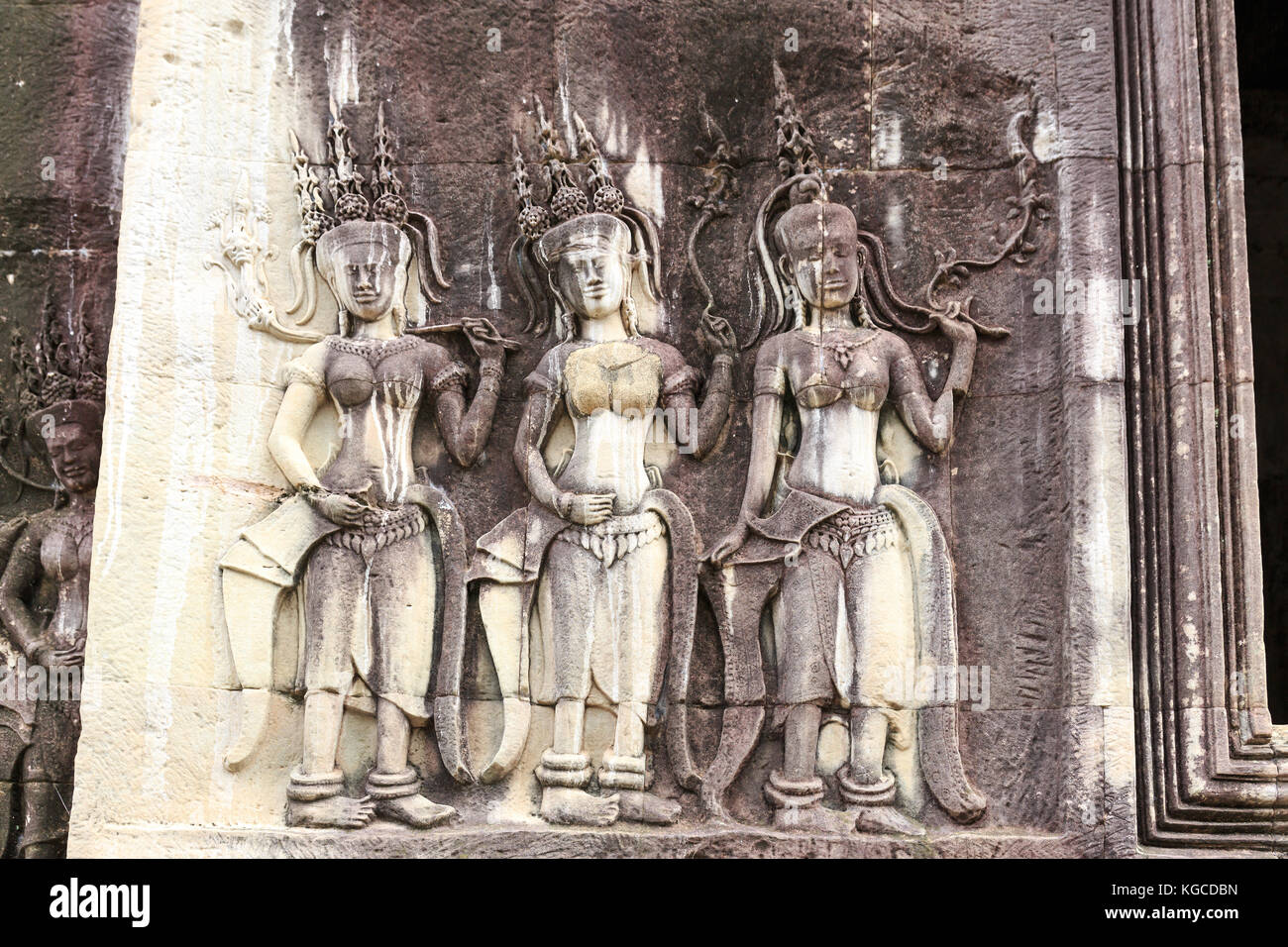 Apsaras on a Wall Near the Center of Angkor Wat Temple in Cambodia ...