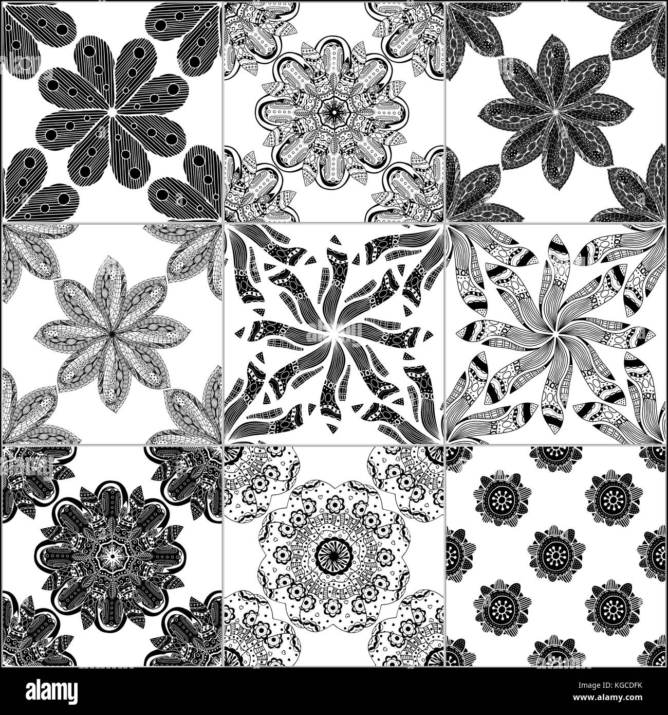 Set Of Monochrome Geometric Seamless Patterns Vector Backgrounds Collection Stock Vector Image