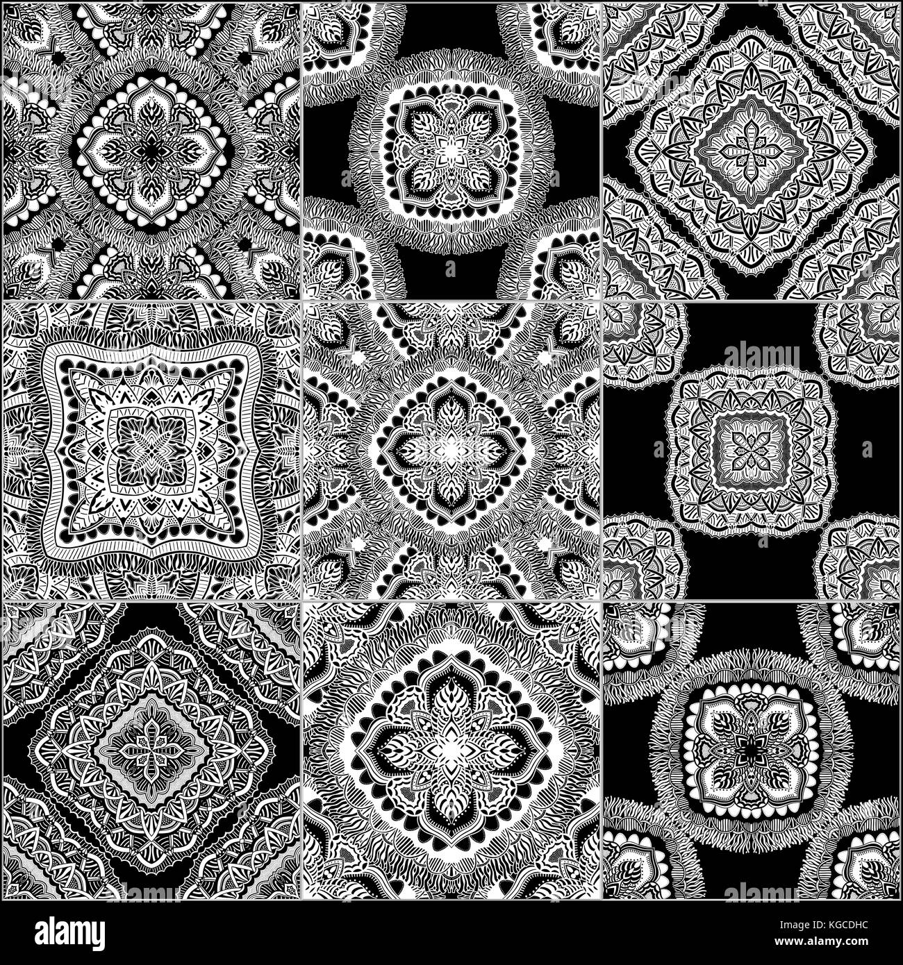 Set Of Monochrome Geometric Seamless Patterns Vector Backgrounds Collection Stock Vector Image