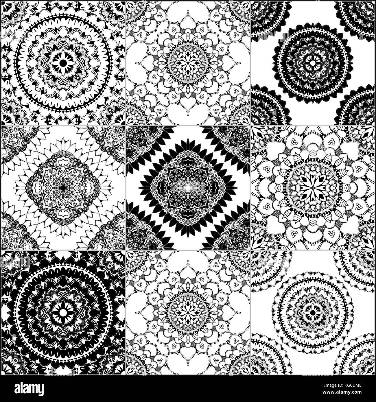 Set Of Monochrome Geometric Seamless Patterns Vector Backgrounds Collection Stock Vector Image