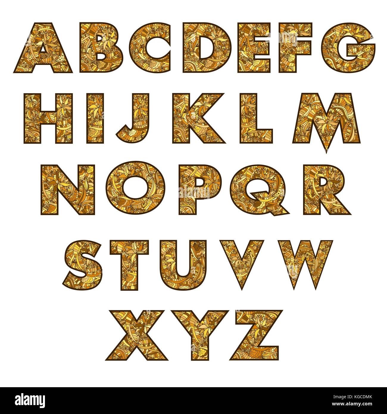 Alphabet of capital letter with abstract doodle Stock Vector Image ...