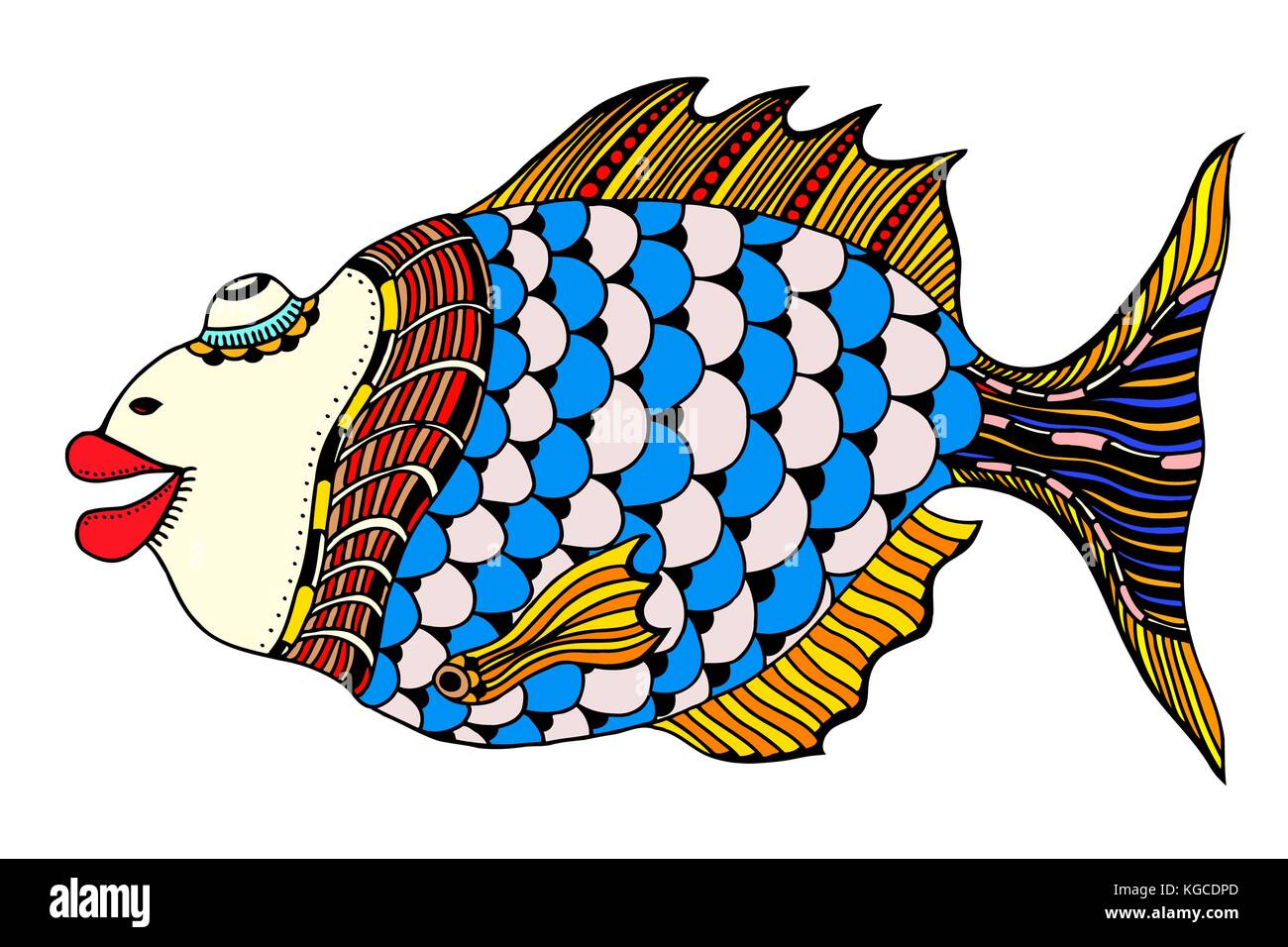 Stylized Hand Drawn Fish. Vector illustration image Stock Vector Image ...