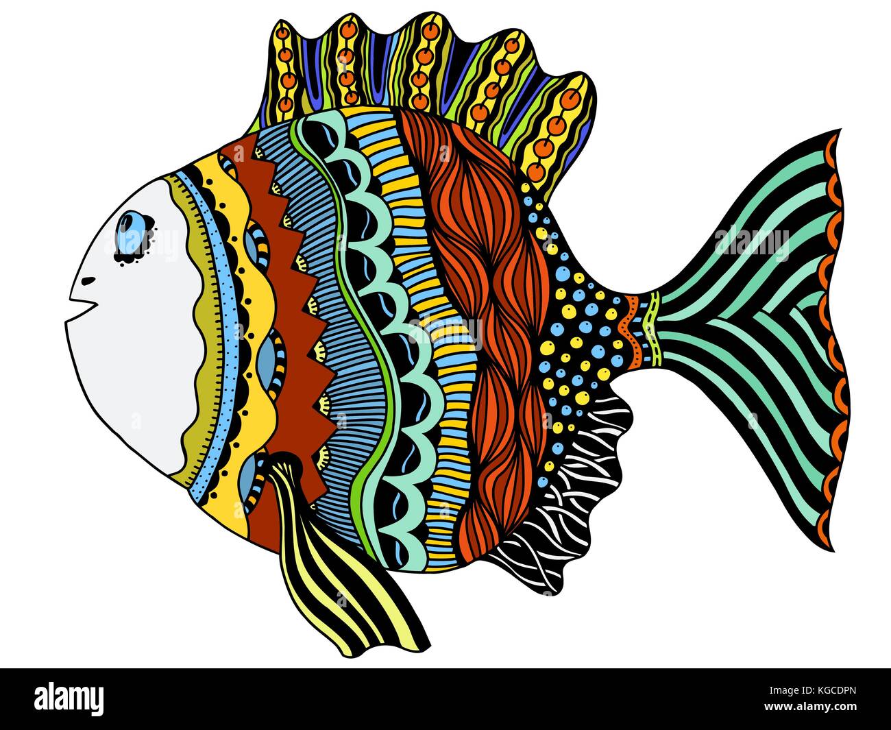 Stylized Hand Drawn Fish. Vector illustration image Stock Vector Image ...