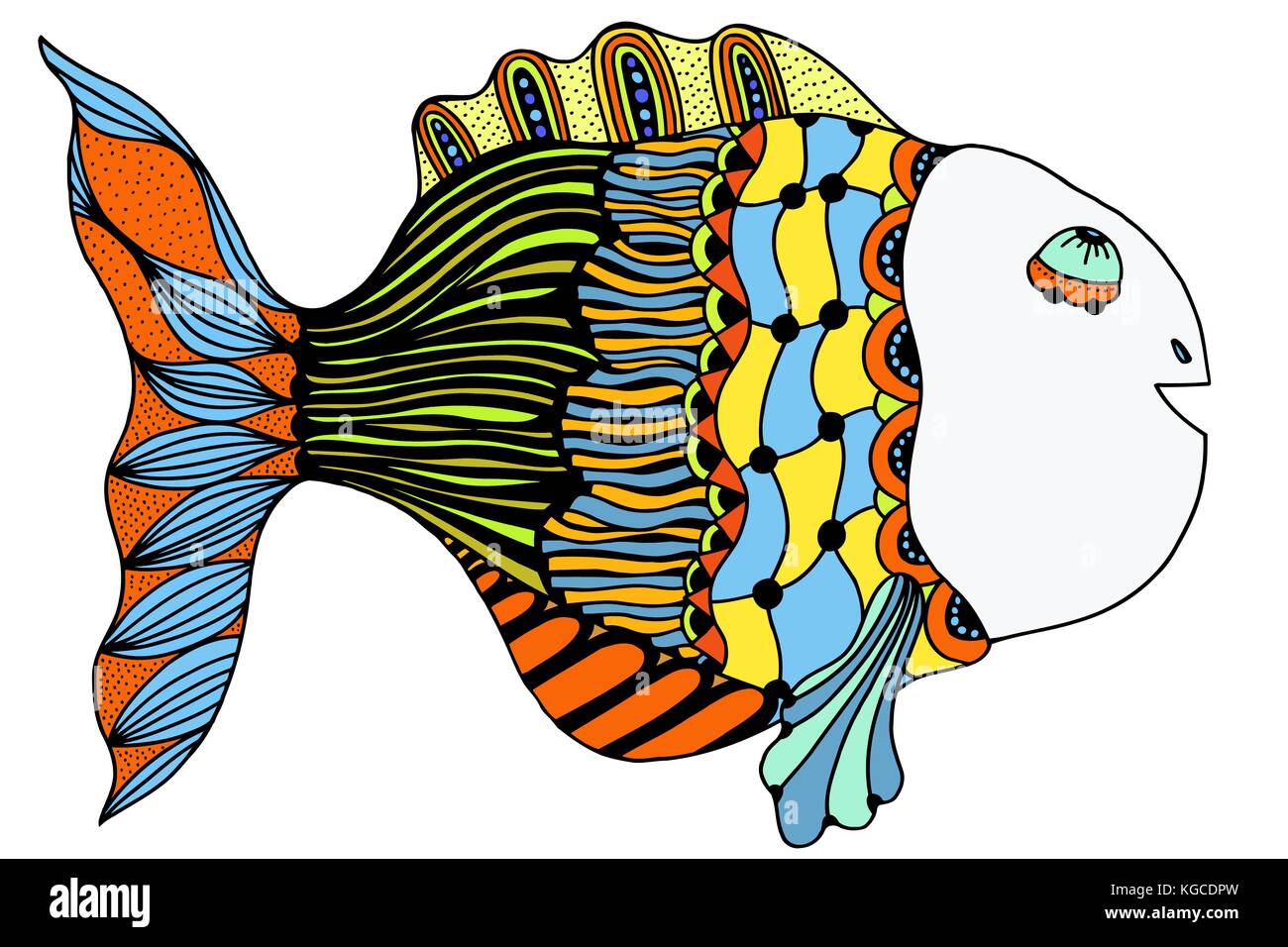 Stylized Hand Drawn Fish. Vector illustration image Stock Vector Image ...