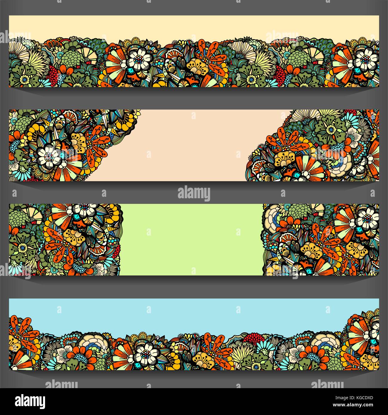 Flower Abstract pattern cards set. vector illustration image Stock ...