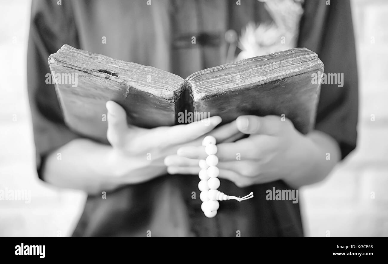 Novice monk meditating Black and White Stock Photos & Images - Alamy