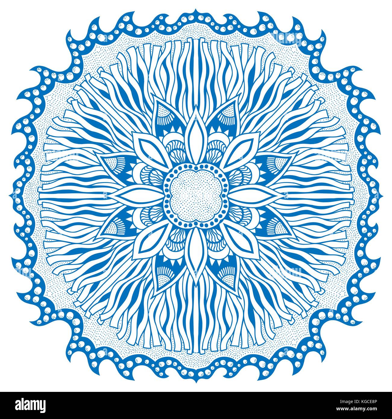 Beautiful blue mandala. Vector illustration isolated on white Stock ...