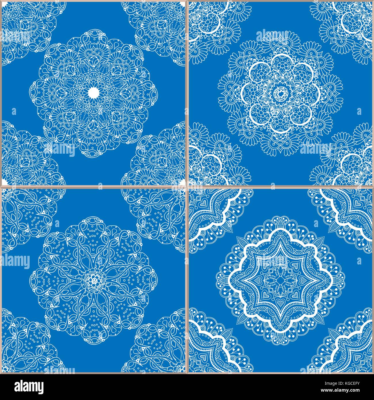Mega Gorgeous seamless patchwork pattern from dark blue and white Moroccan, Portuguese tiles ...