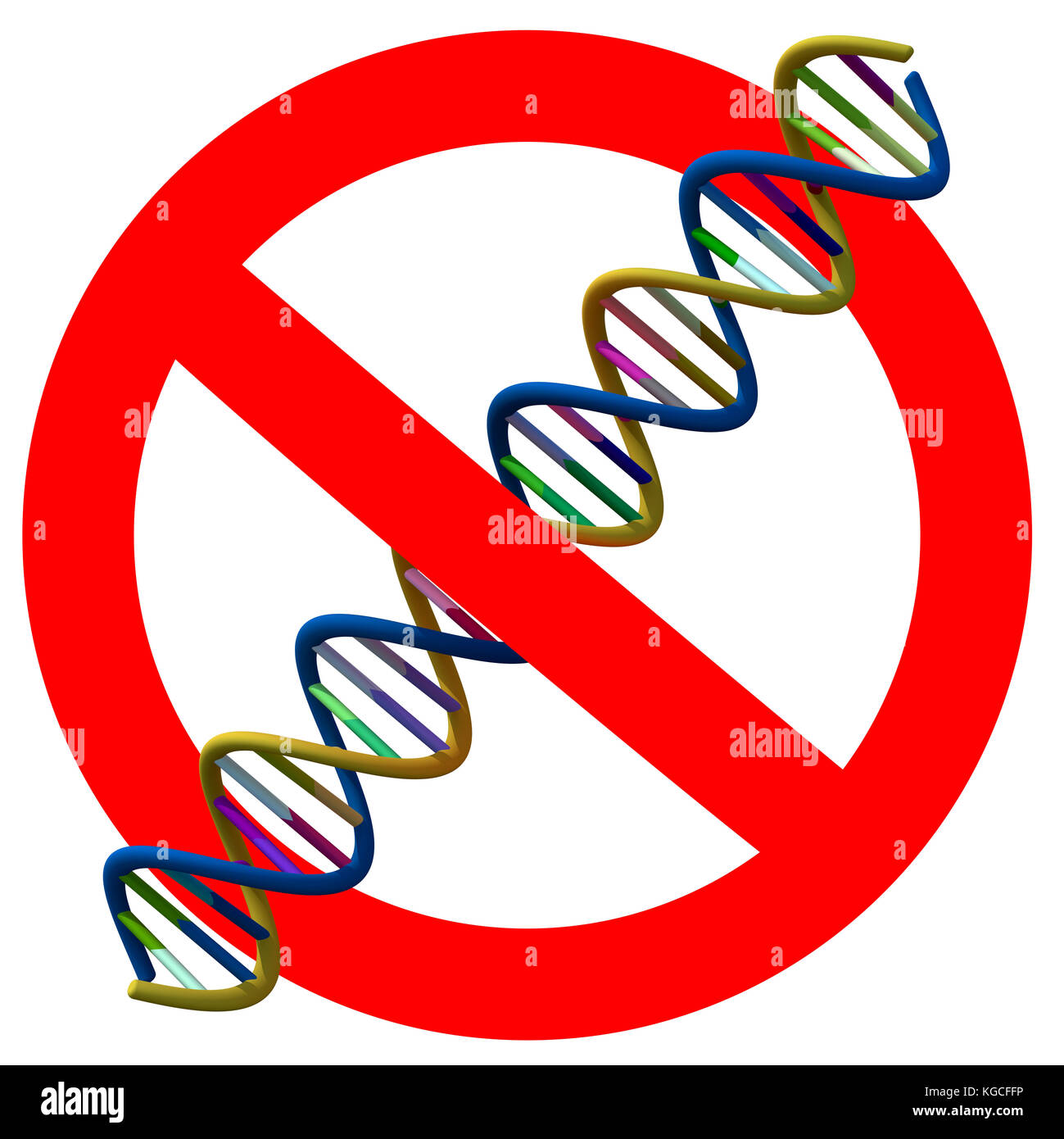 Forbidden signal with a DNA sign, 3d illustration Stock Photo - Alamy