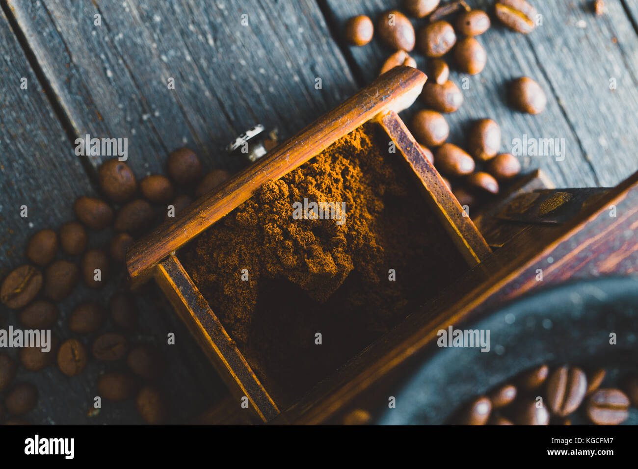 Coffee. Coffee beans on rustic plate Stock Photo - Alamy