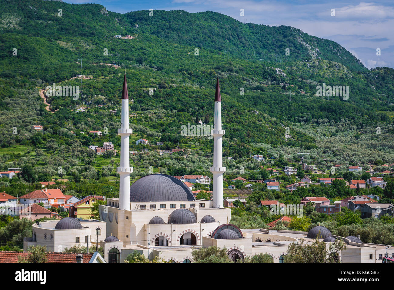 Mosque in Celuga town, suburbs of Bar coastal city in southern ...