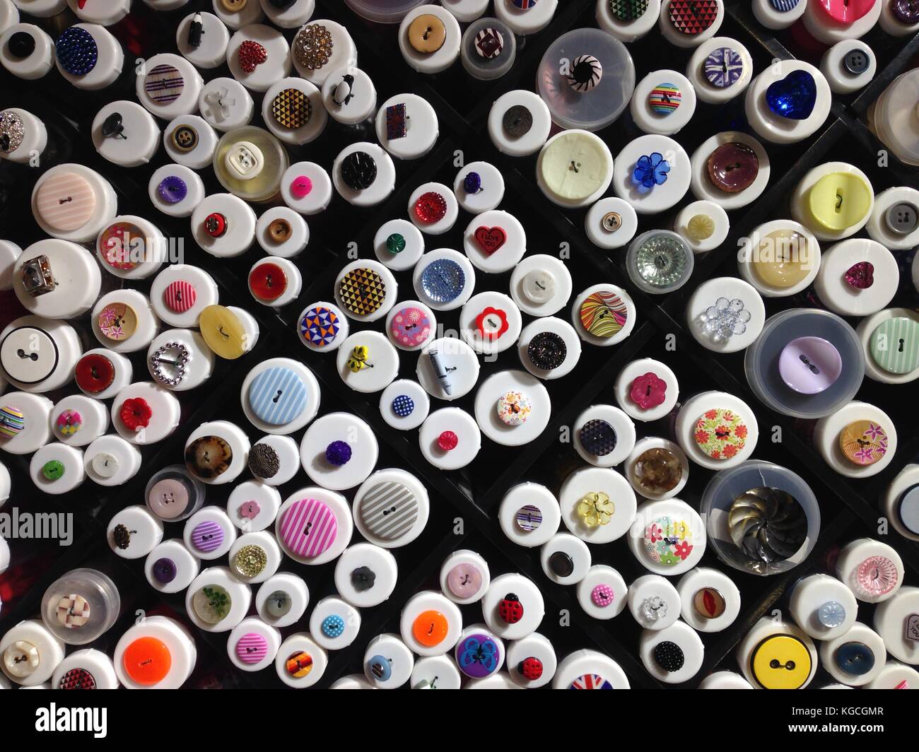 haberdashery buttons in shop market retail many various haberdasher ...