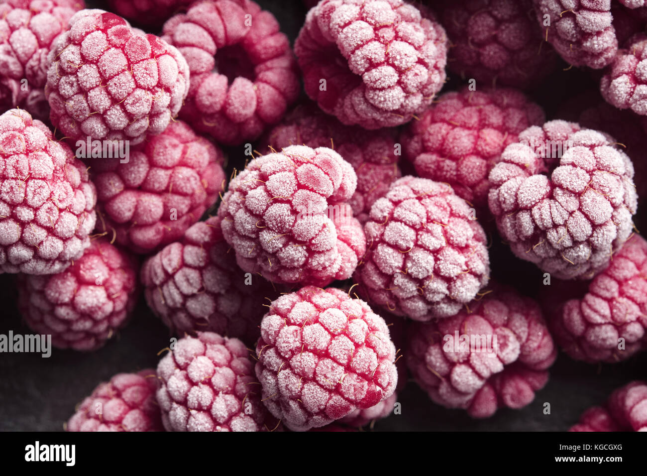 Frozen raspberry. Close up. Top view. High resolution product Stock ...