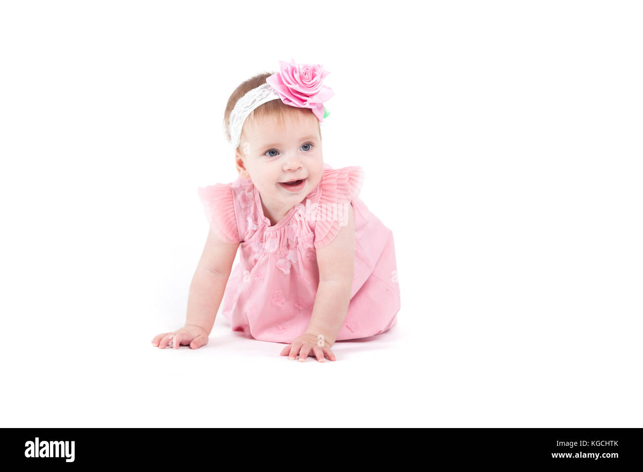 cute pretty little girl in pink dress Stock Photo - Alamy