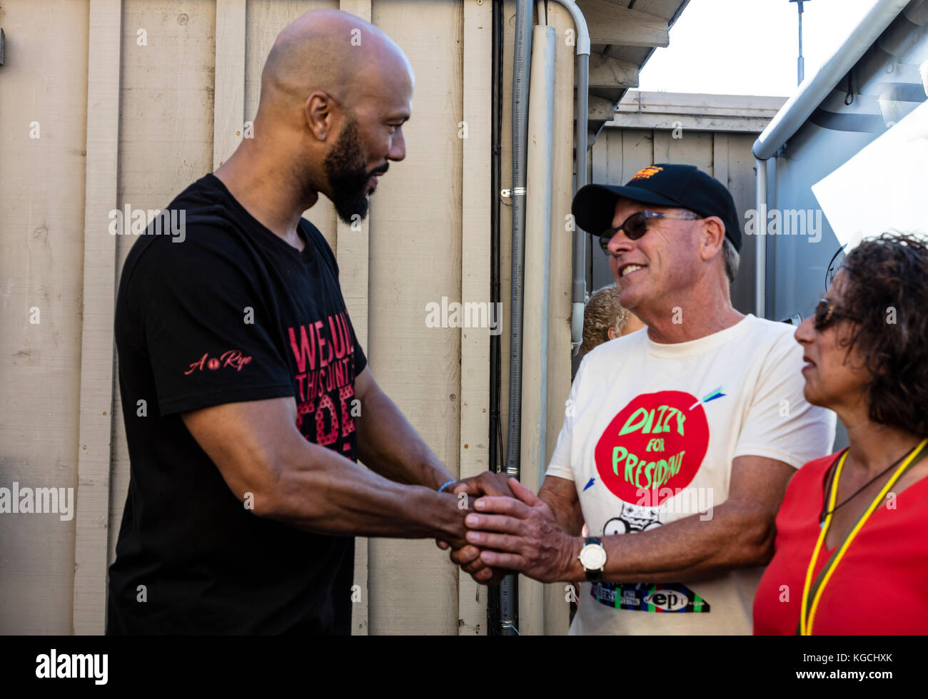 Hip hop artist COMMON backstage with Tim Jackson at the 60th MONTEREY ...