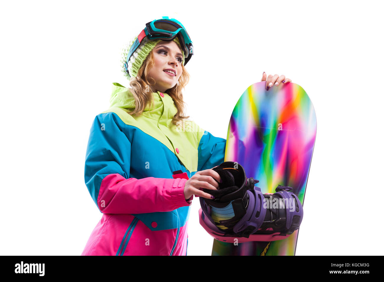 girl with snowboard isolated Stock Photo - Alamy