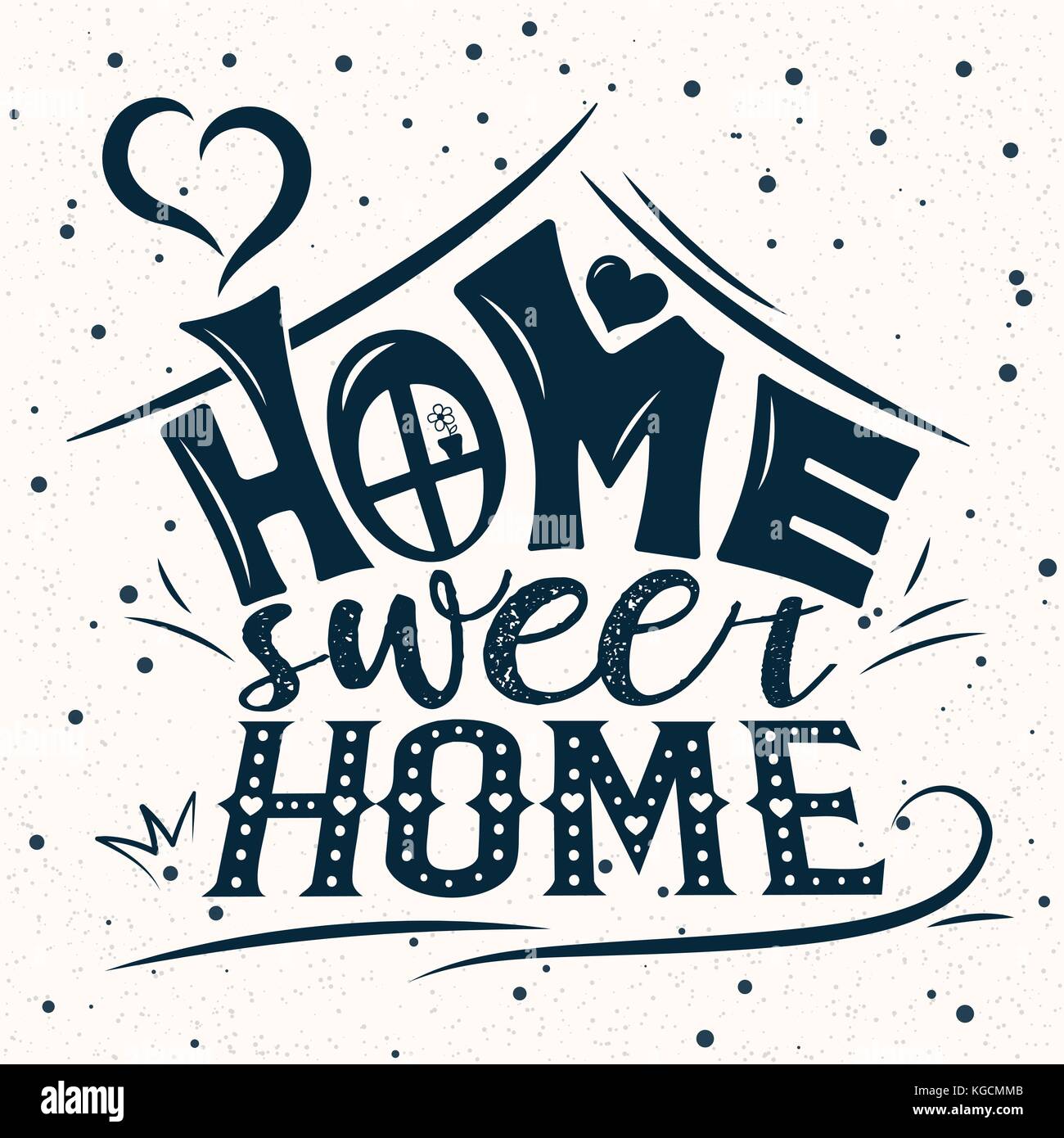 Vector card with cute abstract house. Handwriting lettering with ...