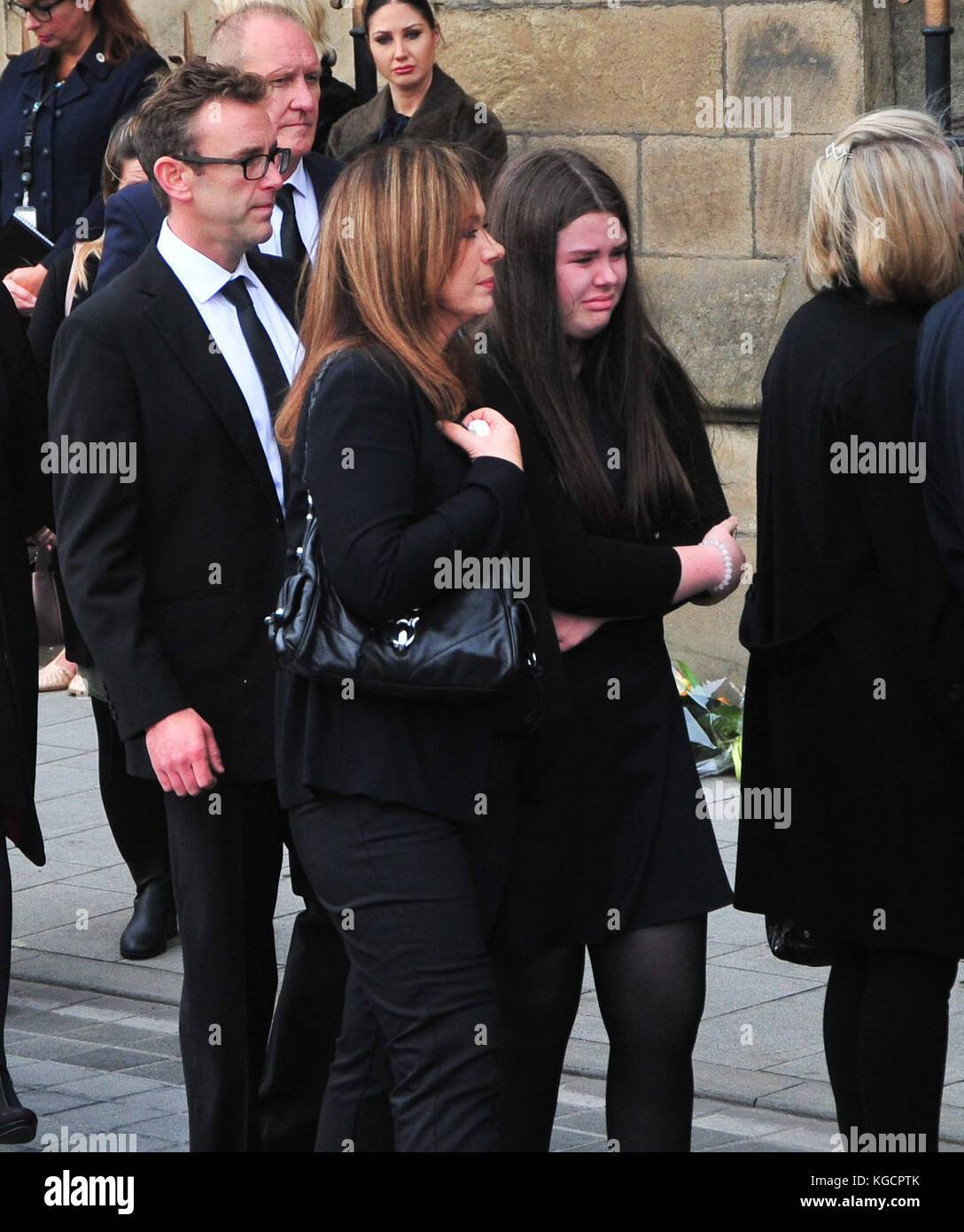 Family members arrive for the funeral of Liz Dawn, the popular ...