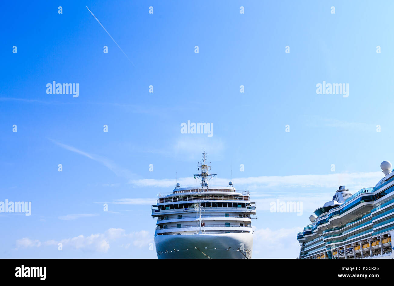 Two Luxury Cruise Ships Under Blue Sky Stock Photo - Alamy