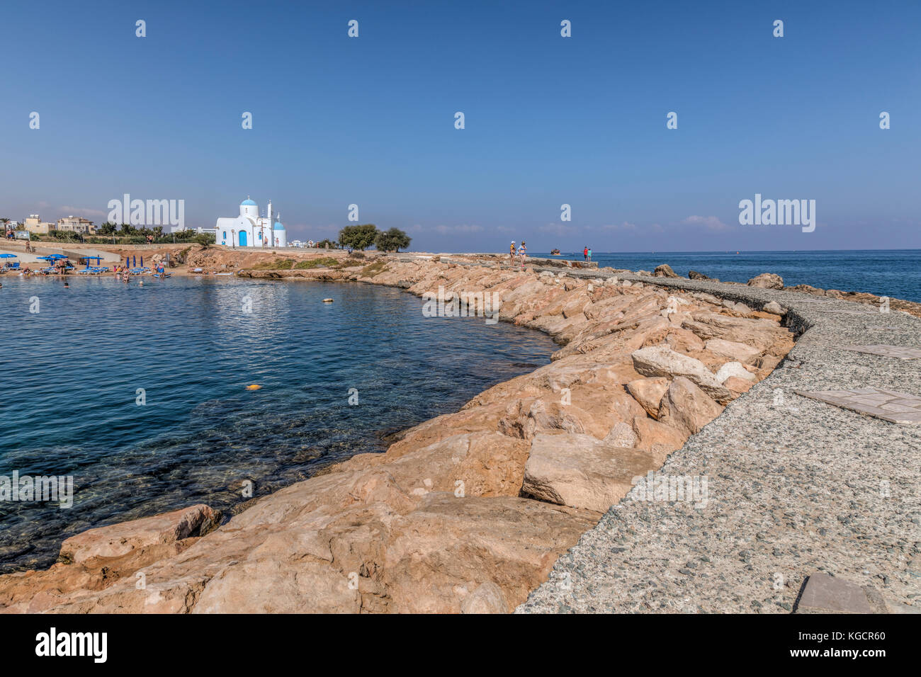 Kalamies Beach, St Nicholas Church, Protaras, Cyprus Stock Photo - Alamy