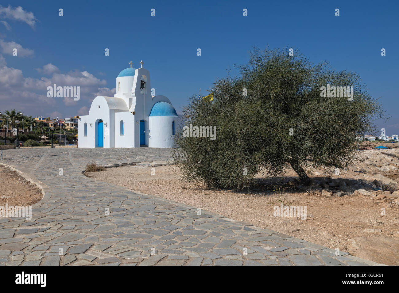 Kalamies Beach, St Nicholas Church, Protaras, Cyprus Stock Photo - Alamy