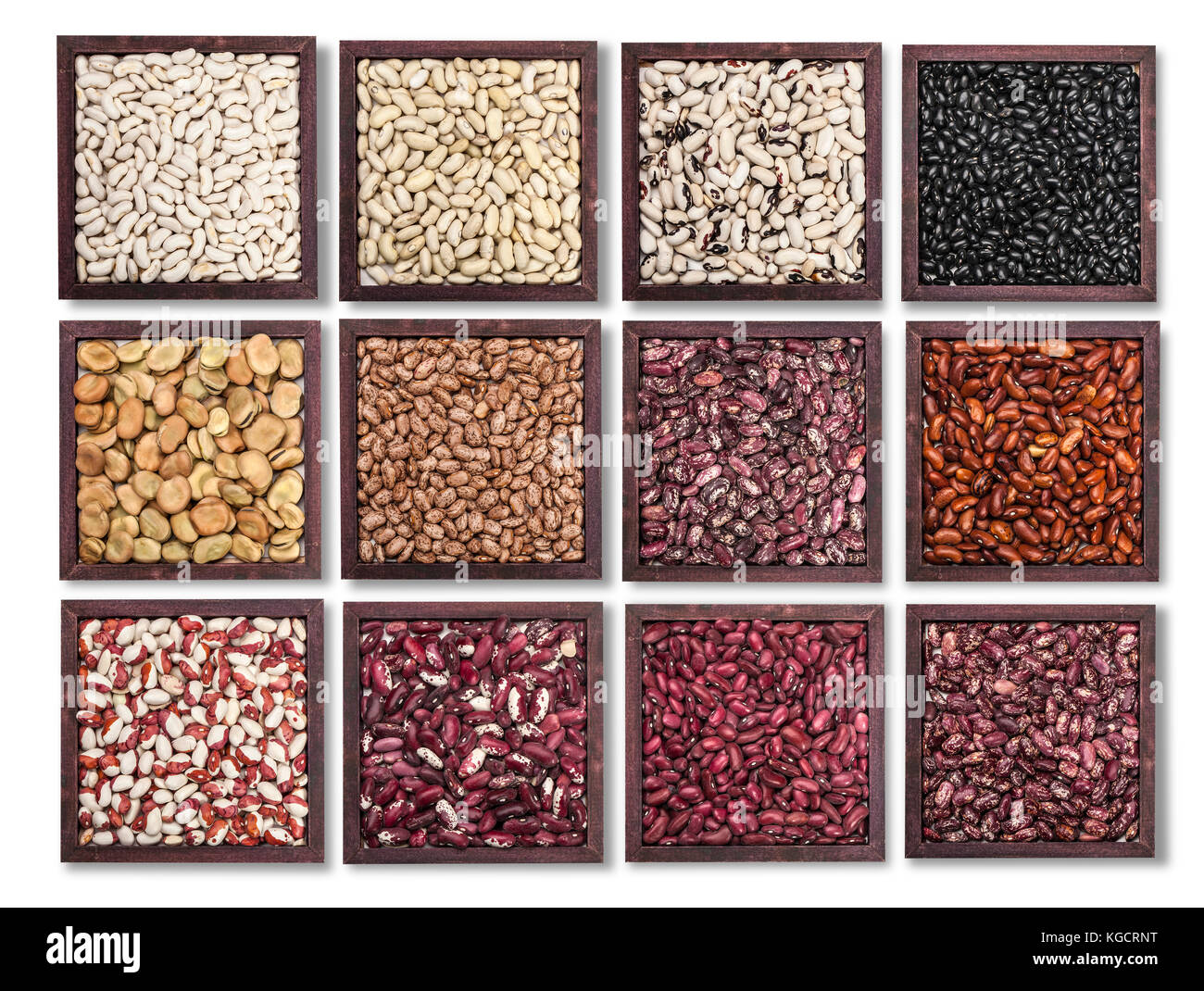 Multicolored beans in wooden bowl isolated on white Stock Photo - Alamy