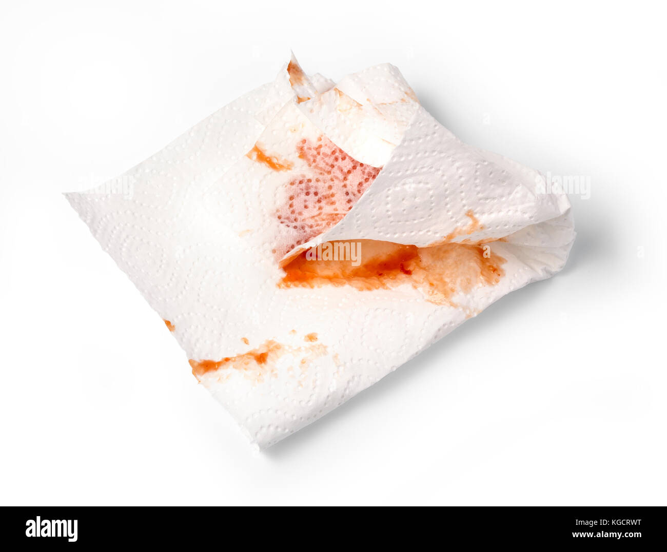 White dirty napkin isolated on white. with clipping path Stock Photo ...