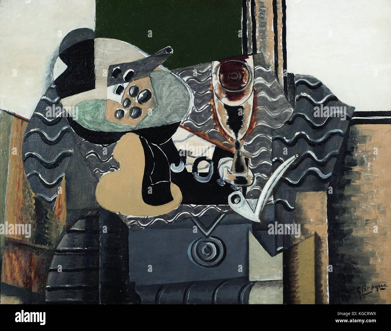 Georges Braque Bottle Newspaper Pipe And Glass