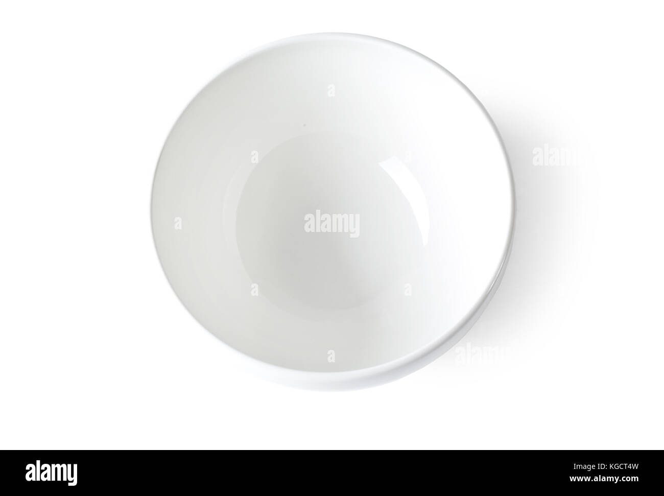 White empty bowl isolated on white background, top view with clipping ...