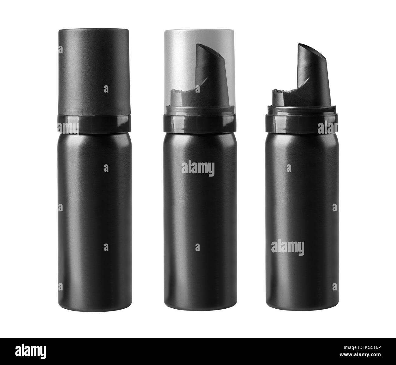 Black cosmetic spray bottles set isolated on white background Stock ...