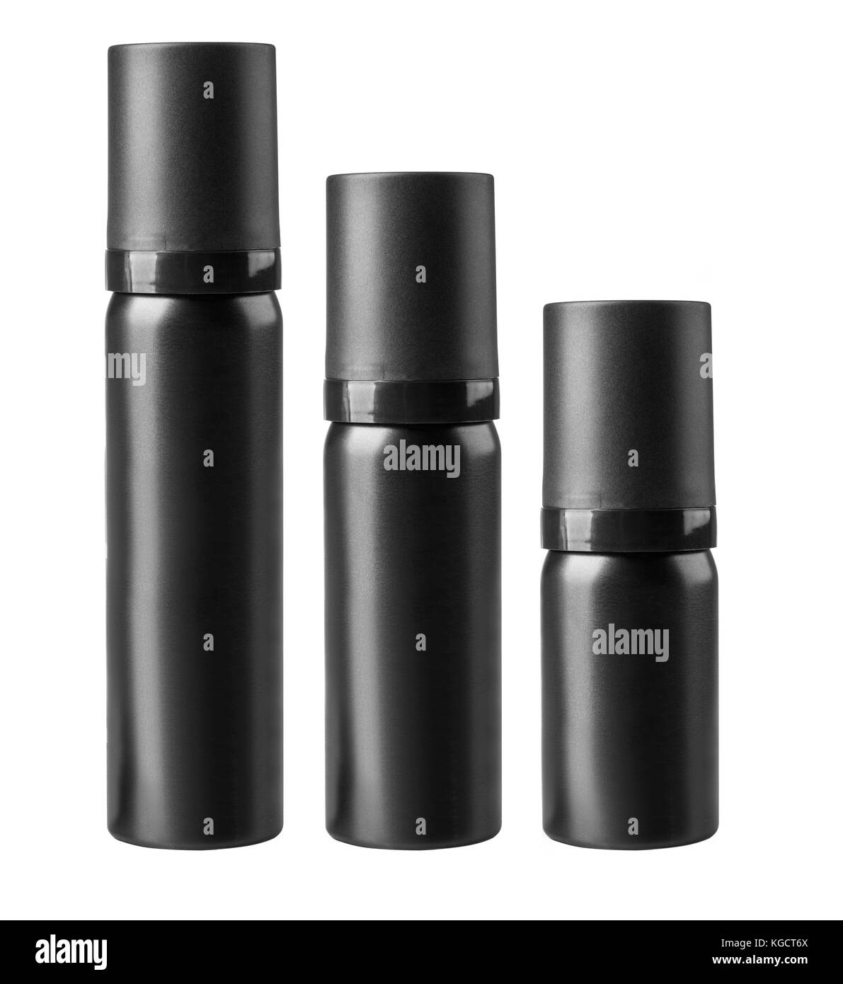 Black cosmetic spray bottles set isolated on white background Stock ...