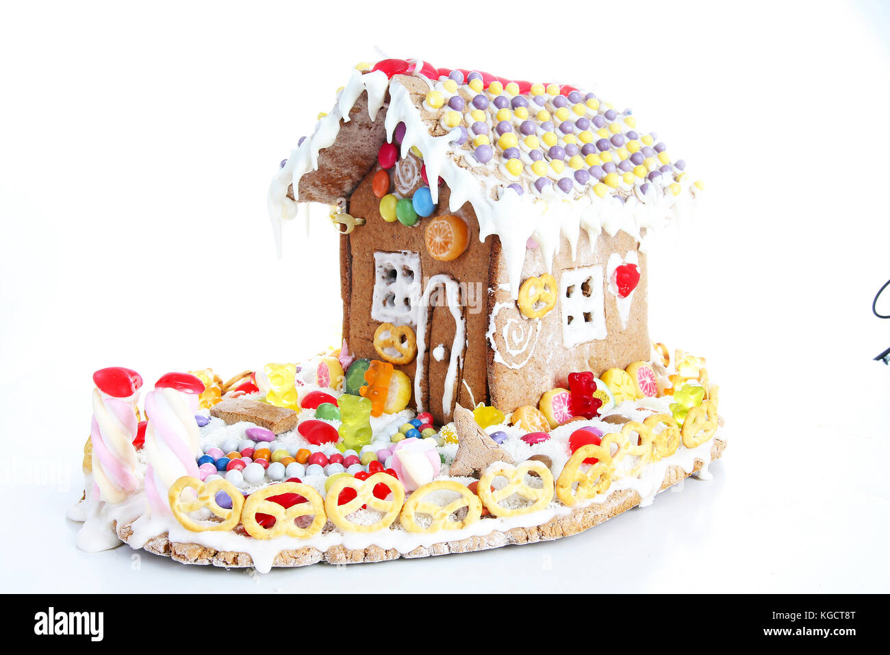 Gingerbread candy sugar house. Fairy tail candyhouse covered with snow ...
