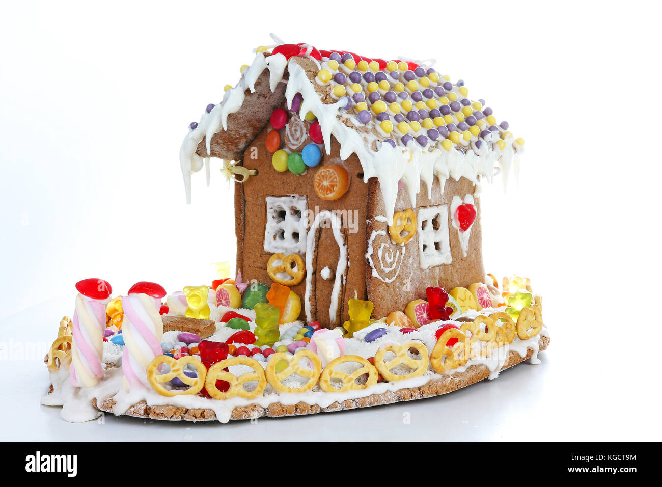Gingerbread candy sugar house. Fairy tail candyhouse covered with snow ...