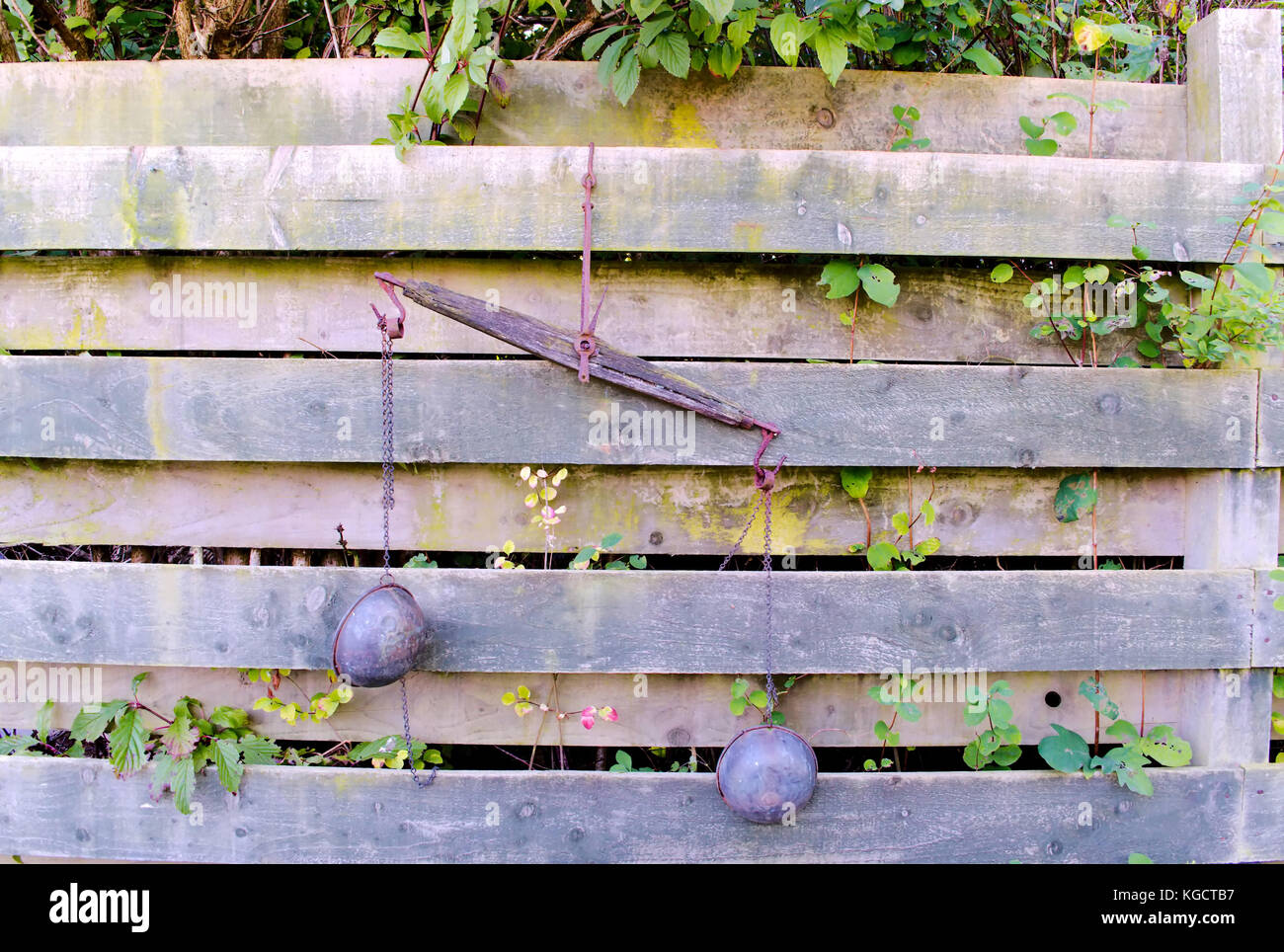 Old wooden garden scales Stock Photo - Alamy
