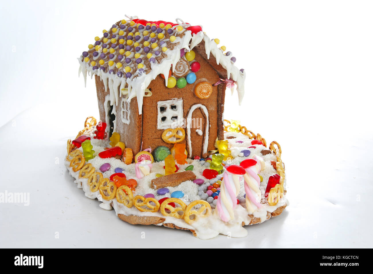 Gingerbread candy sugar house. Fairy tail candyhouse covered with snow ...