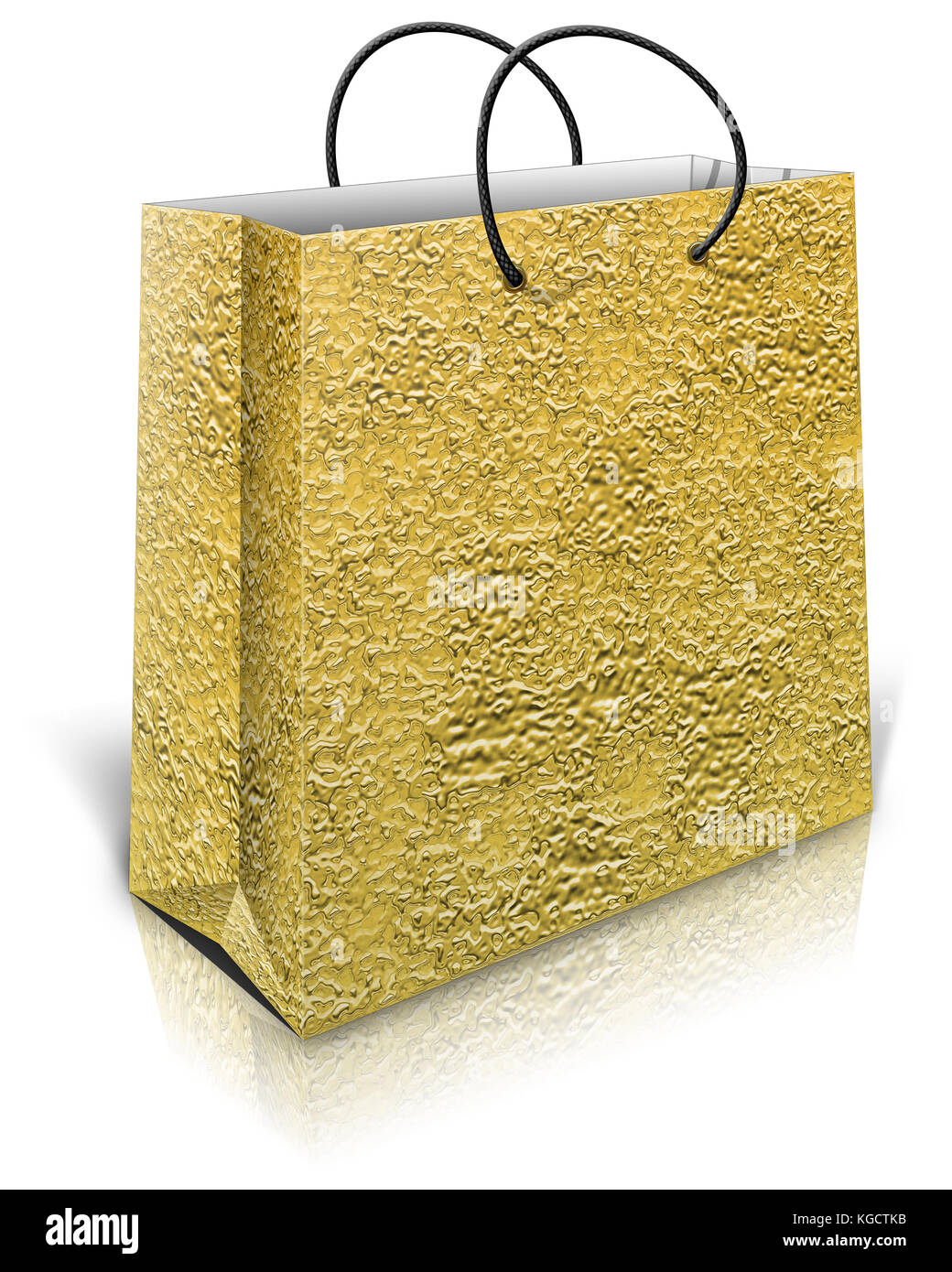 Gold gift bag isolated on white background Stock Photo - Alamy