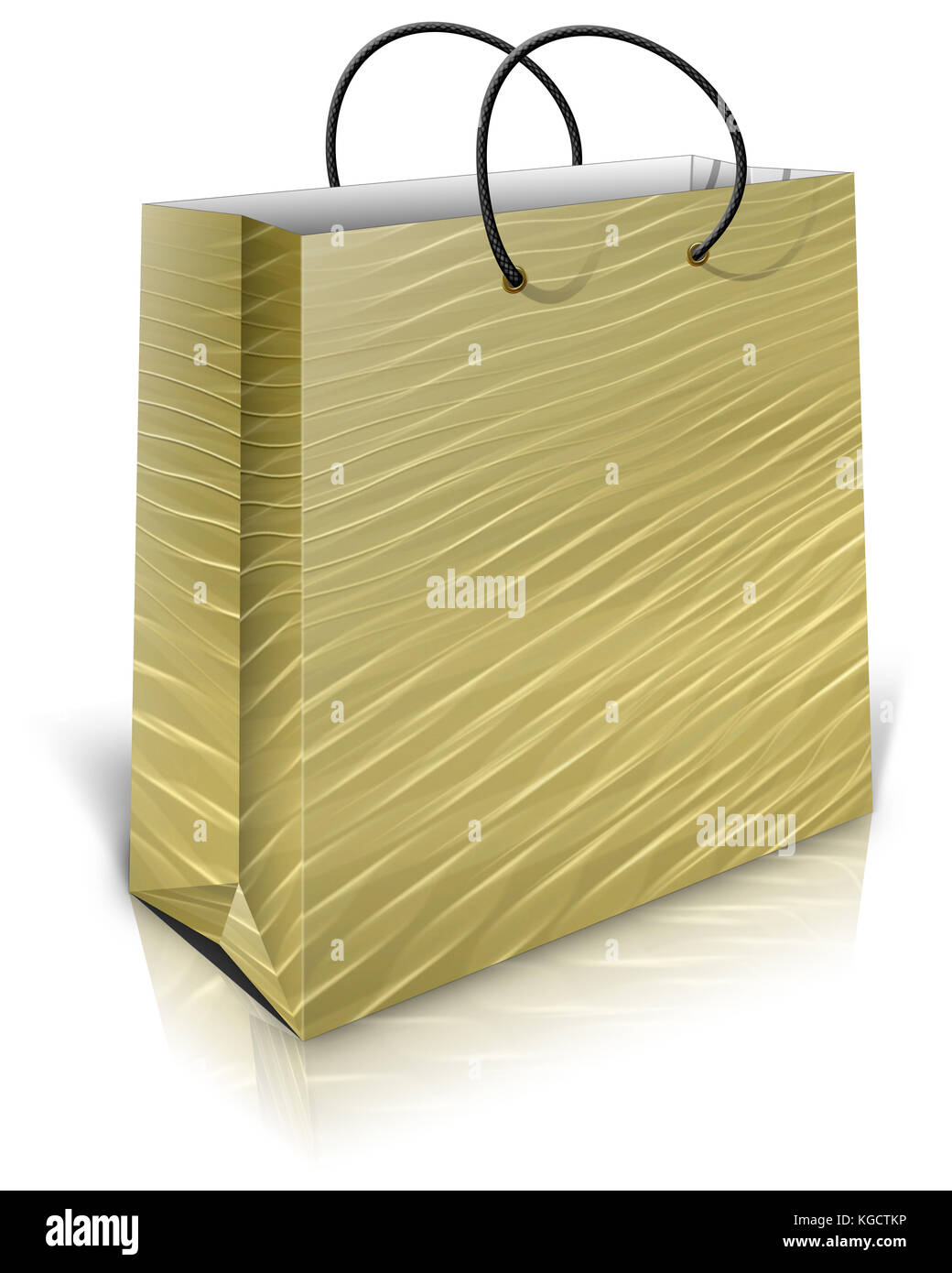 Gold gift bag isolated on white background Stock Photo - Alamy