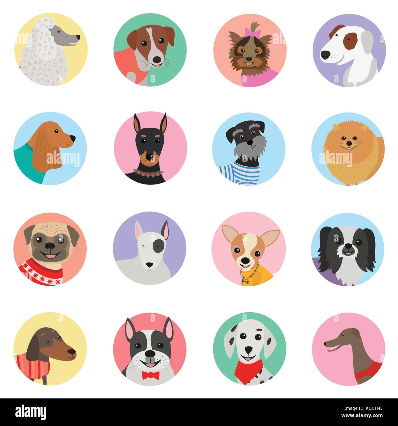 Vector seamless background with dogs icon flat design Stock Vector ...