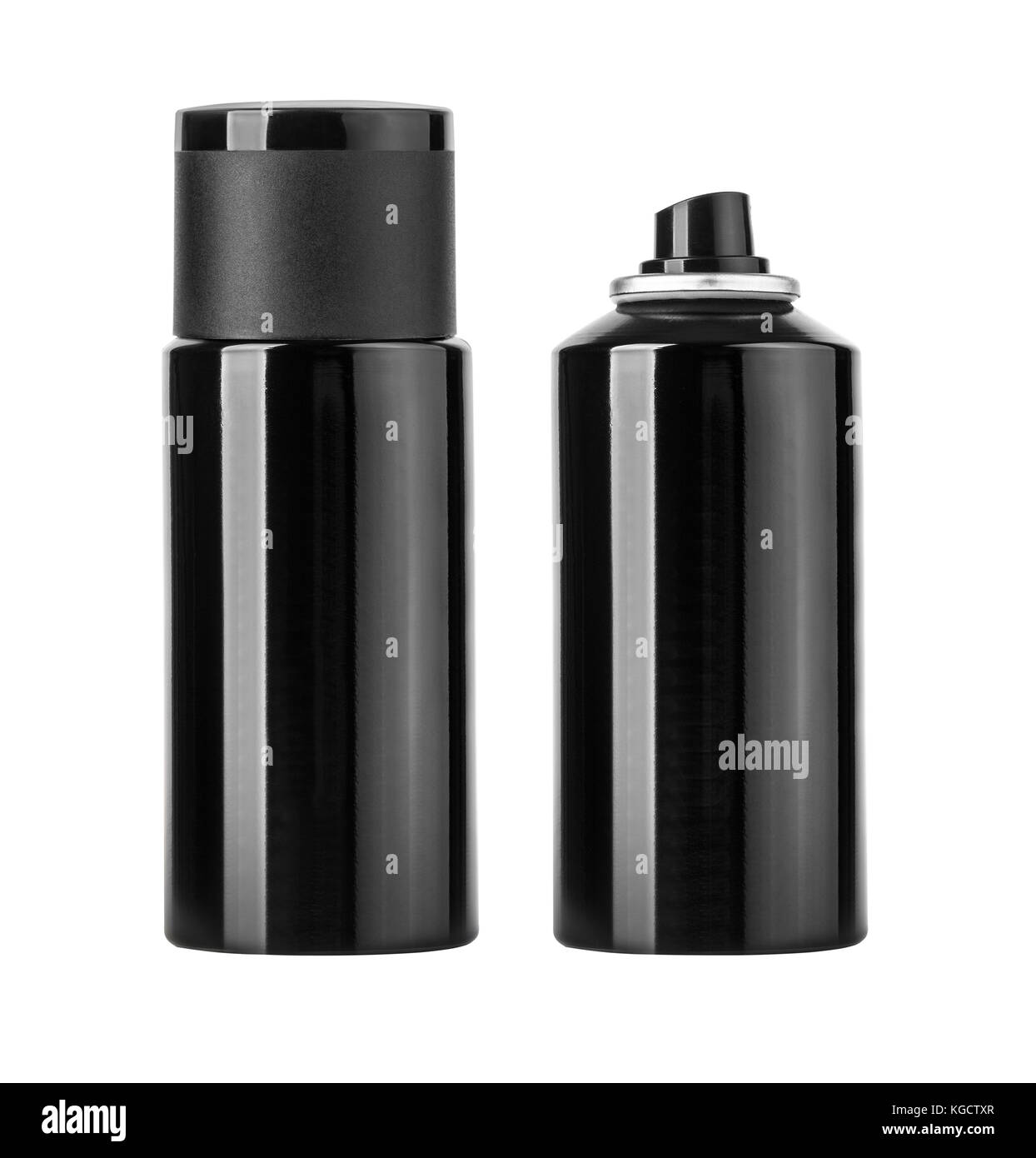 Blank black spray can isolated on white background Stock Photo - Alamy