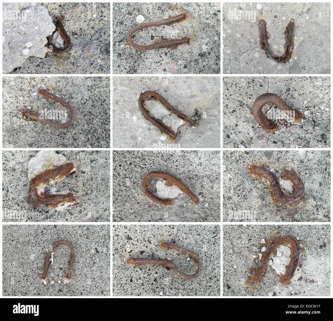 Twelve backgrounds Iron loop in cement block. The real color. Without ...