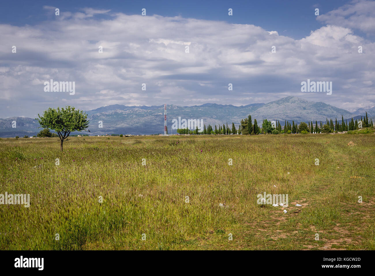 Landscape near Podgorica Airport, around 10 km from Podgorica, capital ...