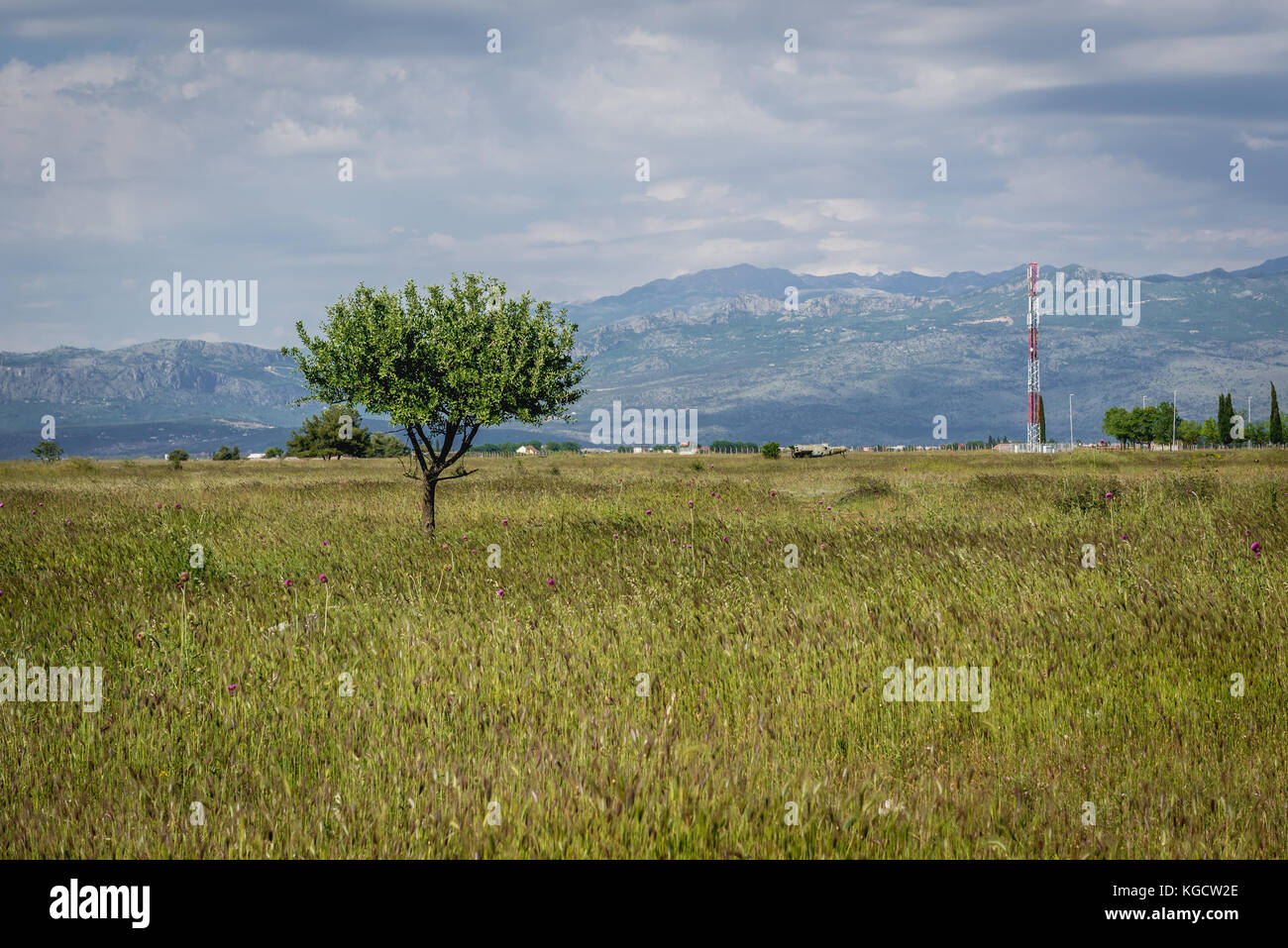 Landscape near Podgorica Airport, around 10 km from Podgorica, capital ...
