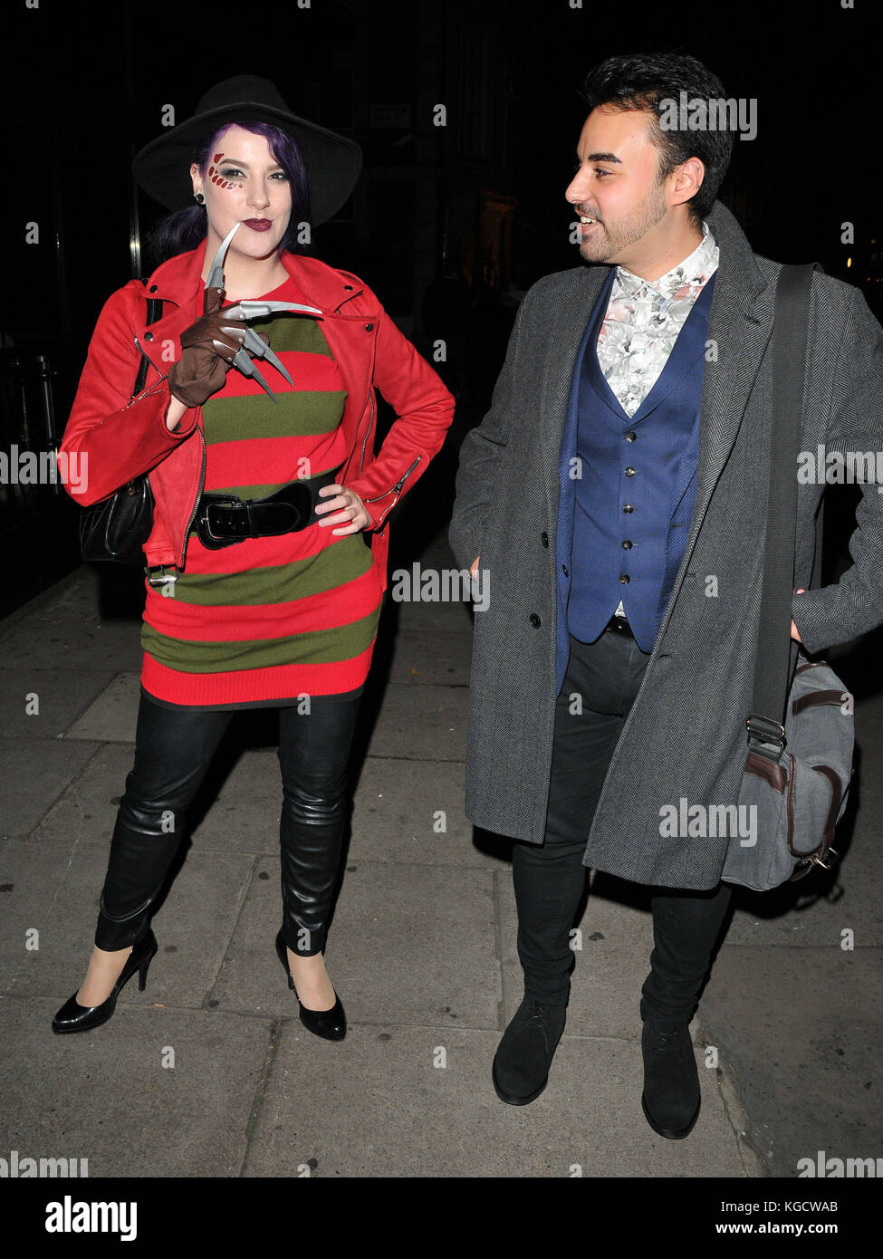 London, UK. Jasz Vegas and guest at the Haunted Mansion Halloween party ...