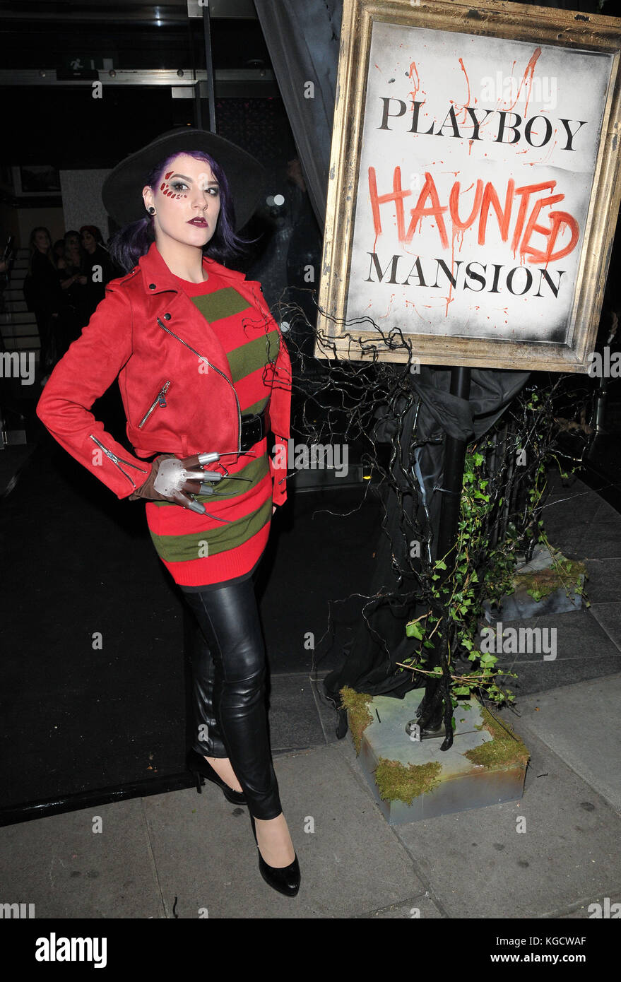 London, UK. Jasz Vegas at the Haunted Mansion Halloween party, Playboy ...
