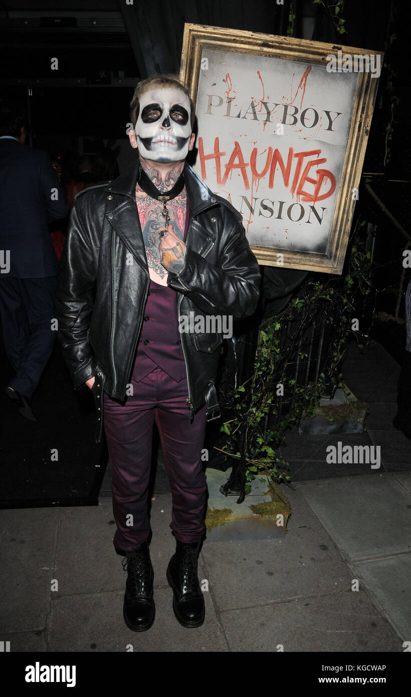 London, UK. James Naden at the Haunted Mansion Halloween party, Playboy ...