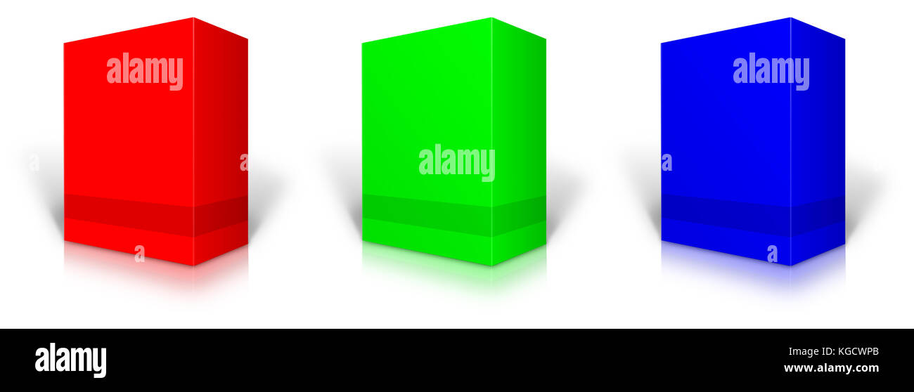 RGB blank box isolated on white background ready to be personalized by ...