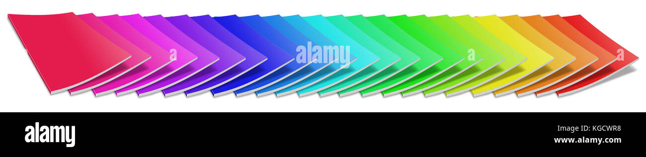 Many colored blank magazine cover. Isolated on white Stock Photo - Alamy
